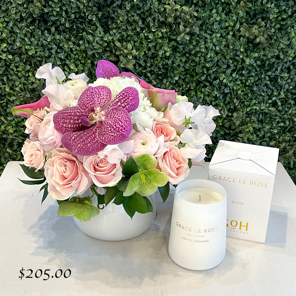 Fresh Flowers and SOH Melbourne's Grace le Rose Candle - Perfect Gift ...
