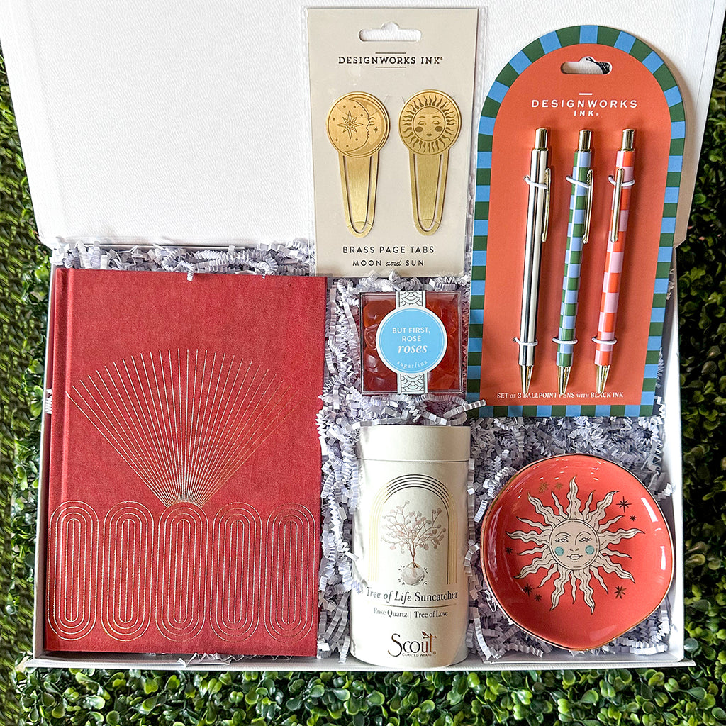 Radiance Curated Gift Box: Personalized Journal, Suncatcher & Rose ...